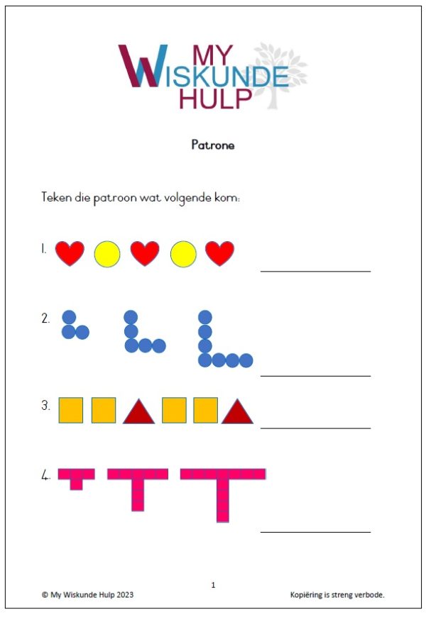 Patrone – Graad 2 en 3 – 1 – Afrikaans Hulp